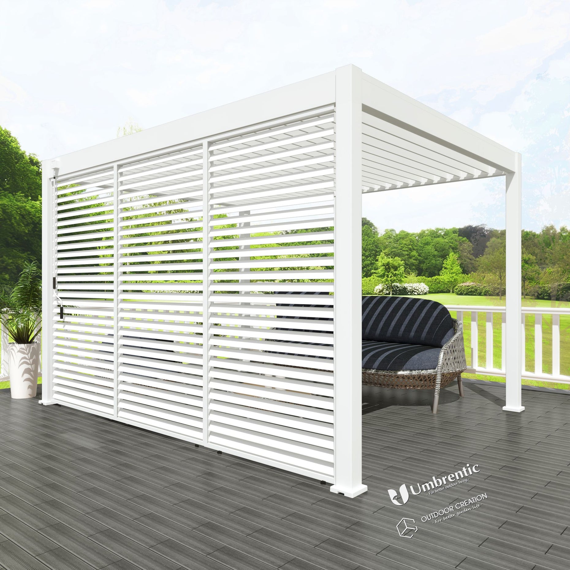 Umbrentic 10' × 13' Louvered Pergola Double Aluminum Louvers with Adju ...